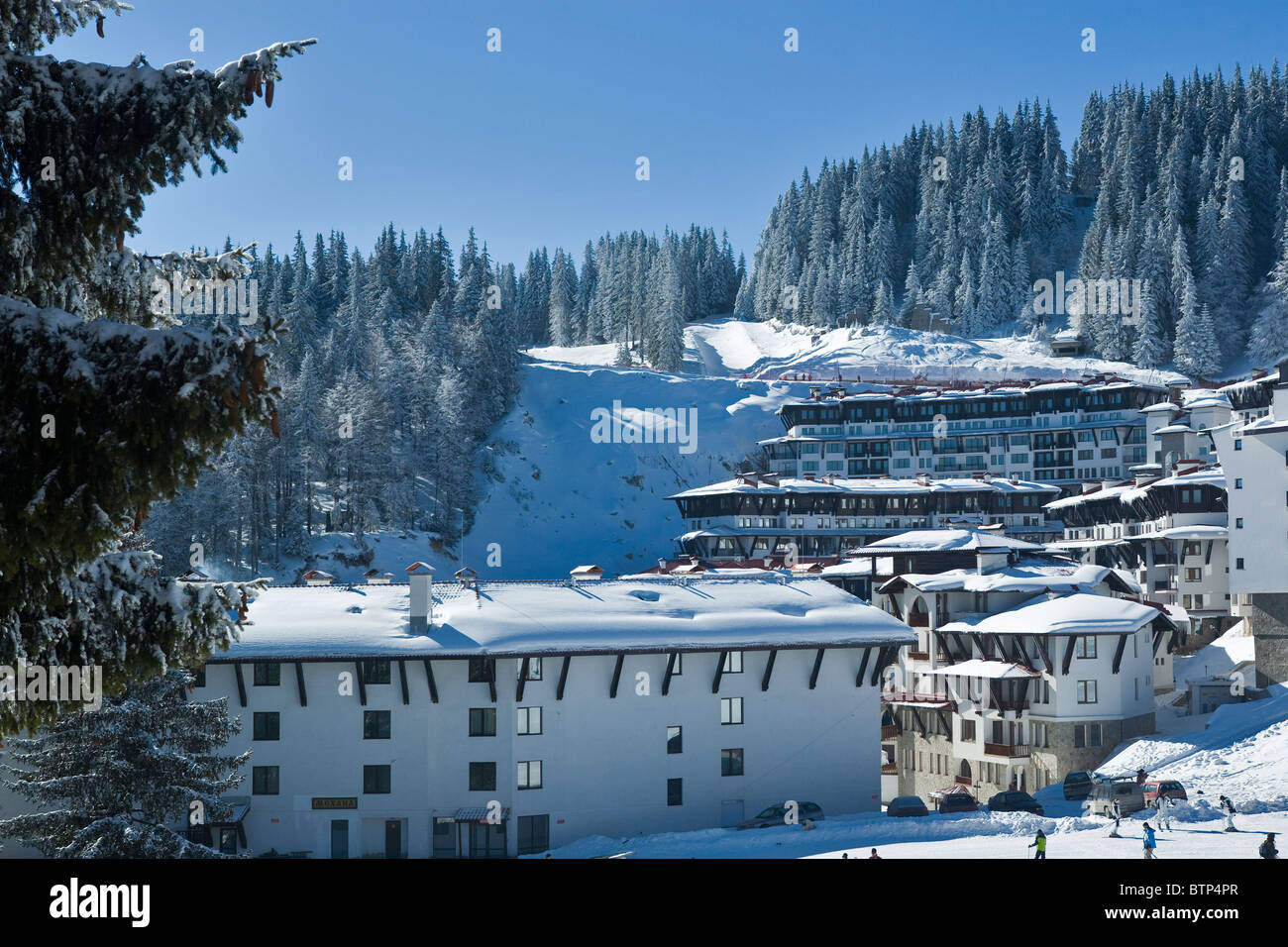 Pamporovo, a famous ski resort, modern traditional architecture well ...
