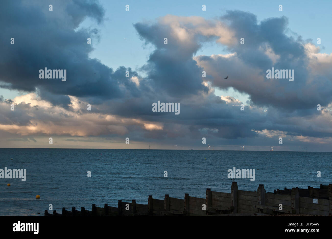The Thames Estuary with windfarm on the horizon taken from Whitstable ...