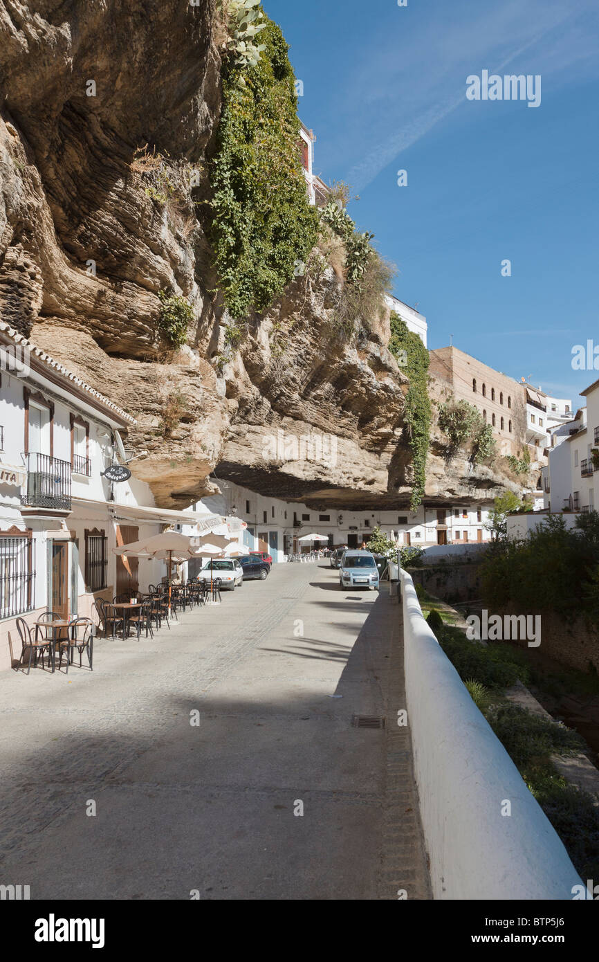 Setenil de las Bodegas, Spain, showing houses and bars built into the ...