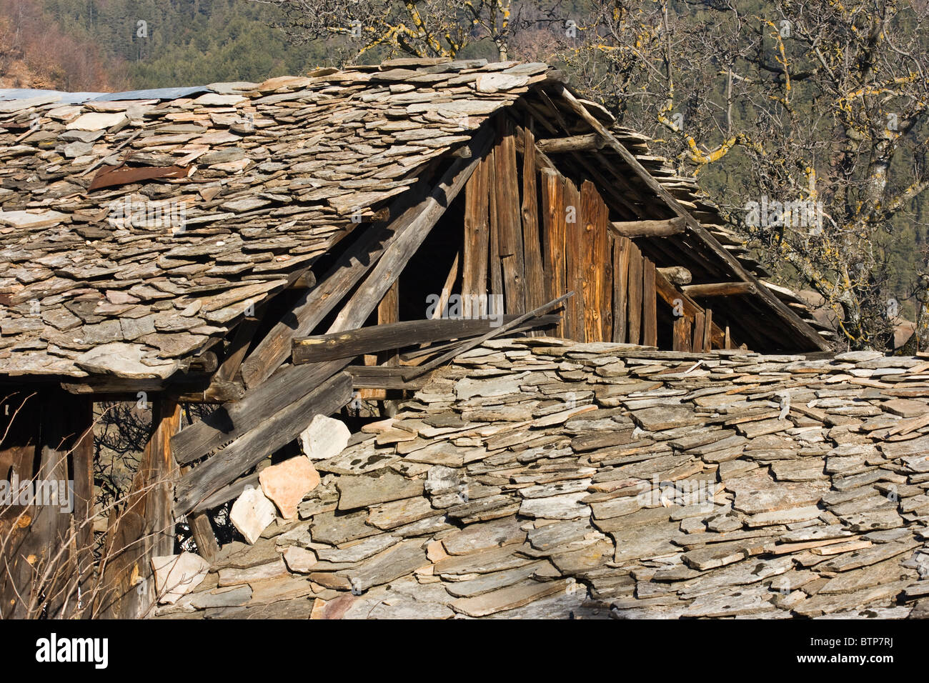 Wooden barn at Dolen village, known with national landmark architecture ...