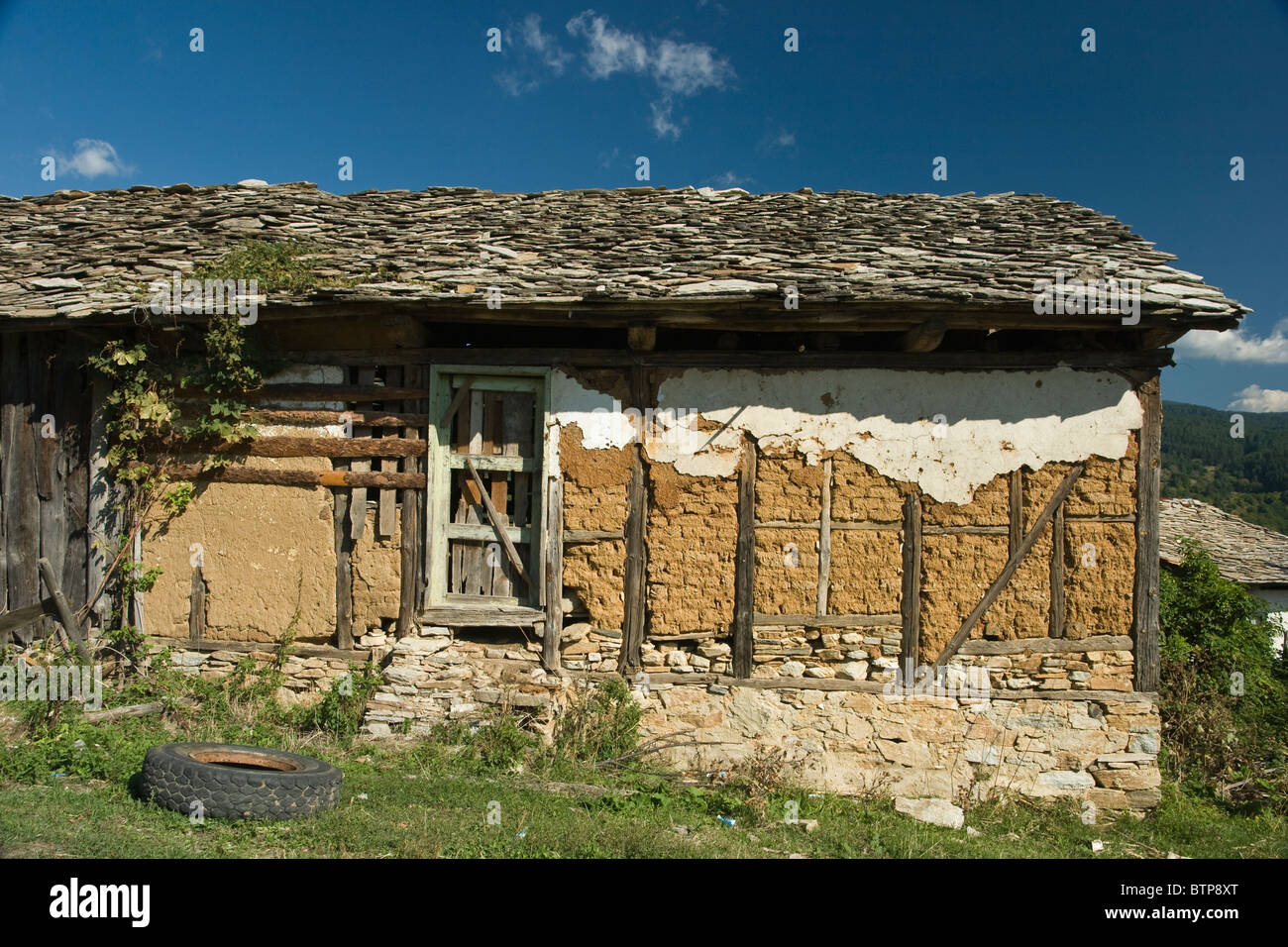 A stone roof structure at Dolen village, known with national landmark ...