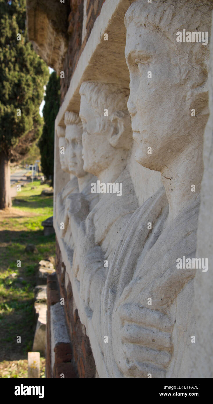 Appian Way (Appia Antica) tomb bas relief close-up Stock Photo - Alamy