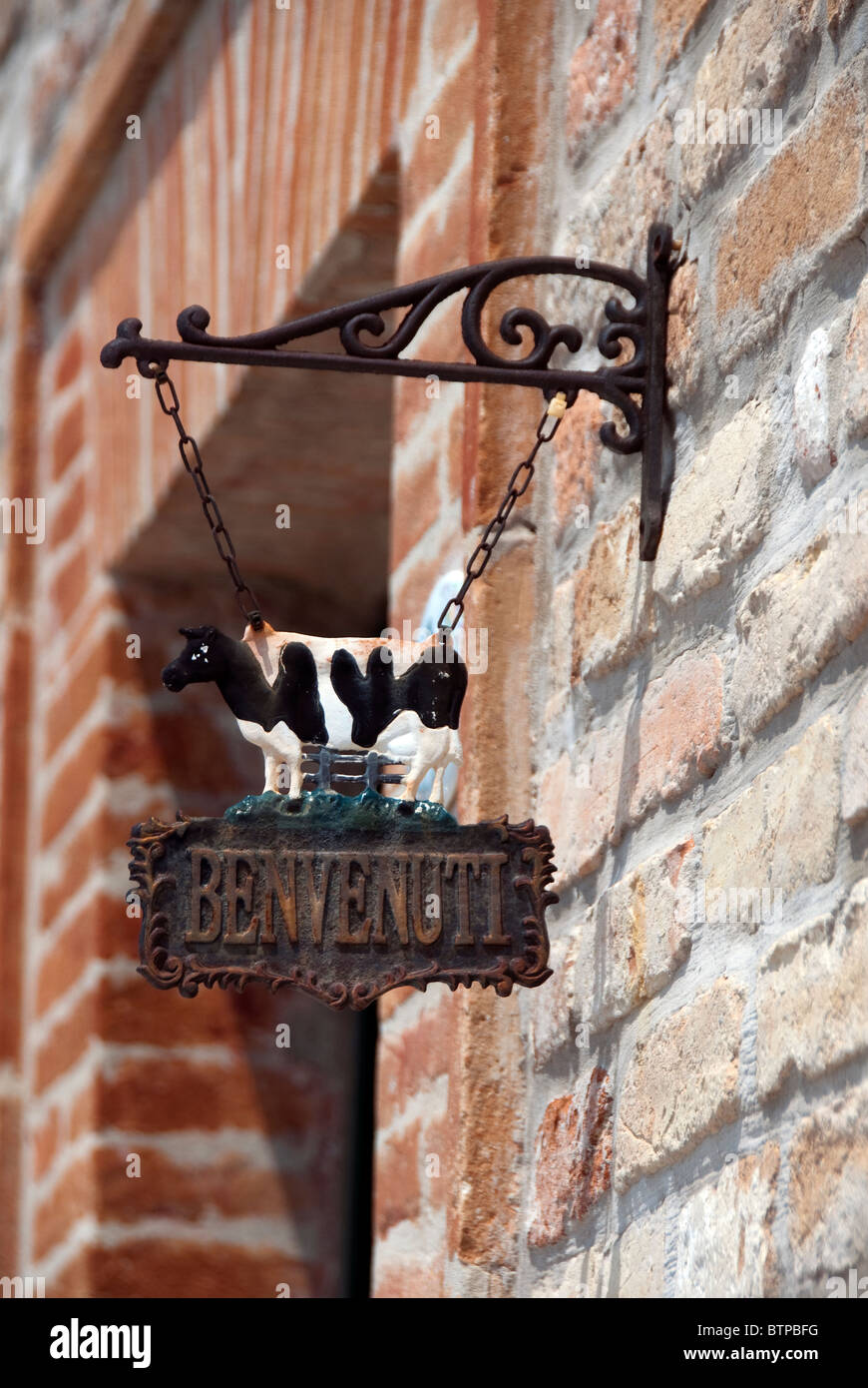 rusted iron cow with benvenuti 'welcome' - like you've worn out your ...