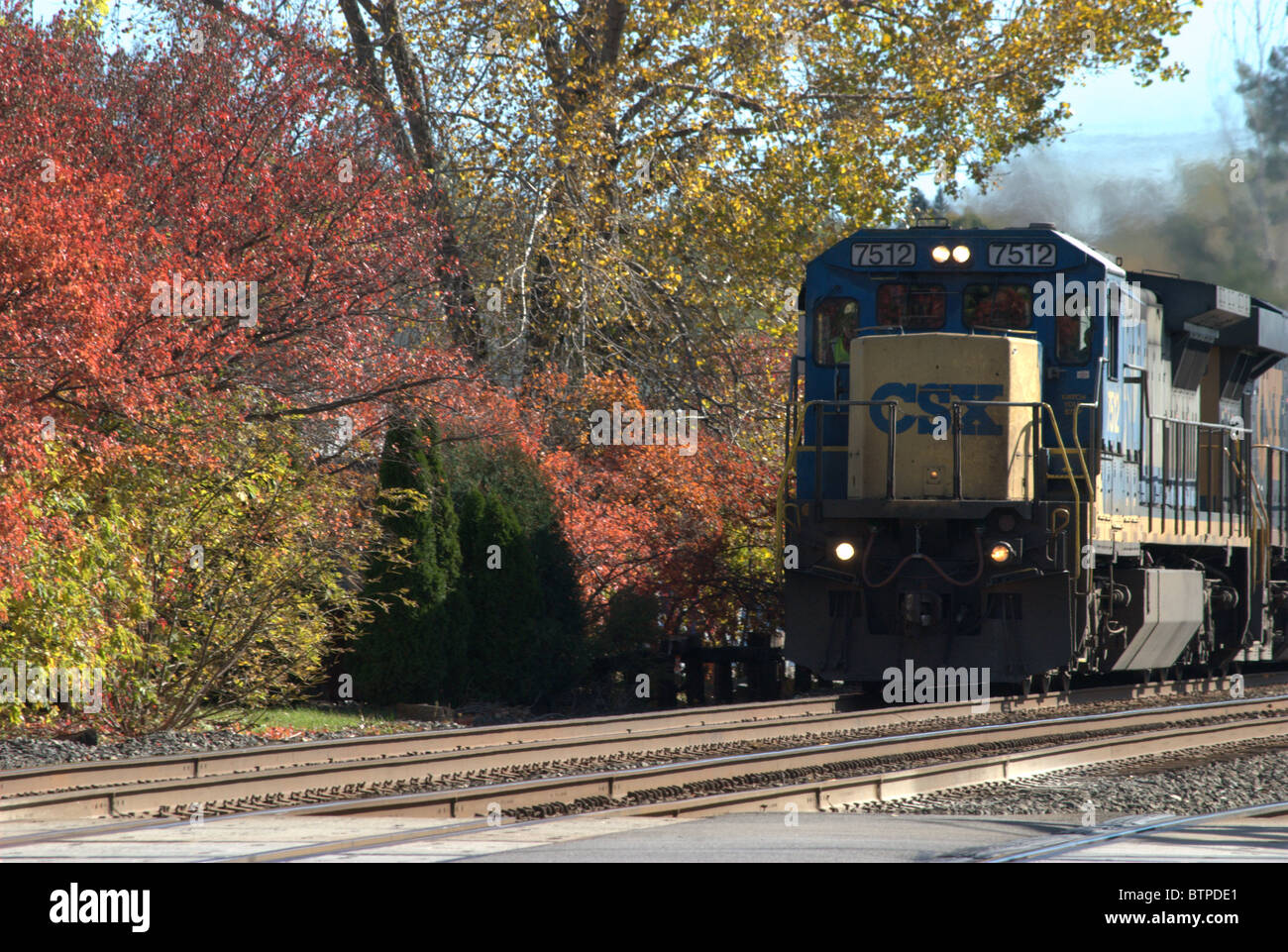 CSX engines pulling freight Stock Photo - Alamy