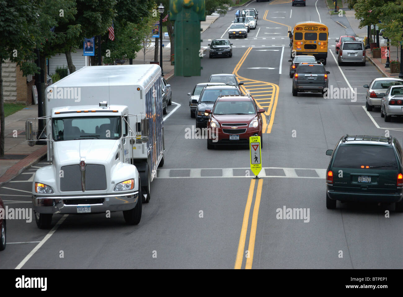 Small town street traffic Stock Photo - Alamy