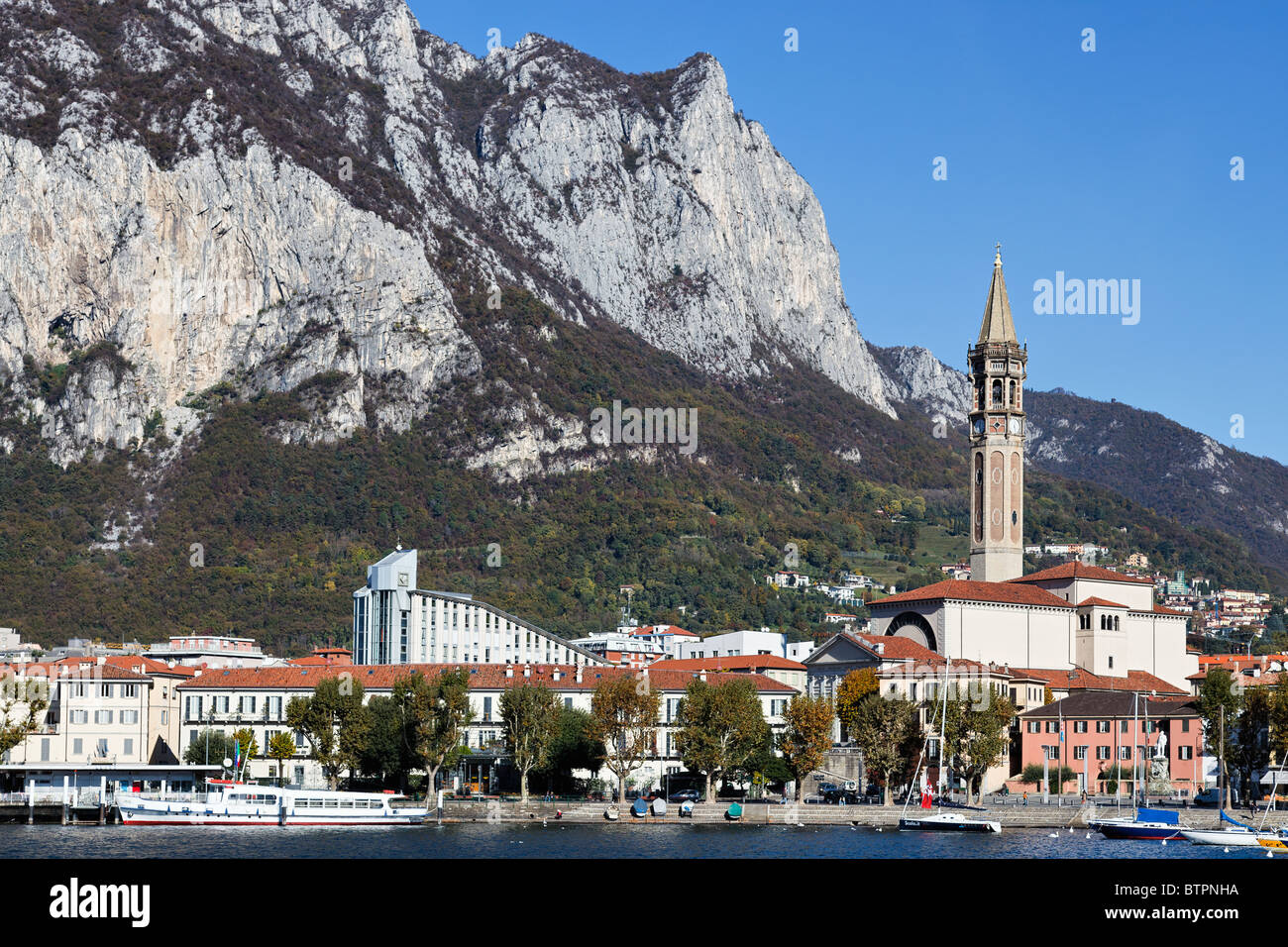 View of the town Lecco on the southern shore of Lake Como Stock Photo ...