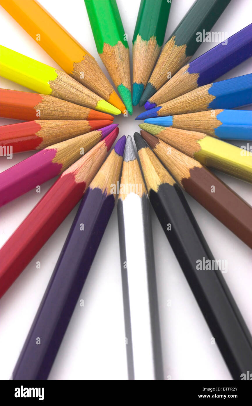Picture of Color Pencils making a wheel Stock Photo - Alamy