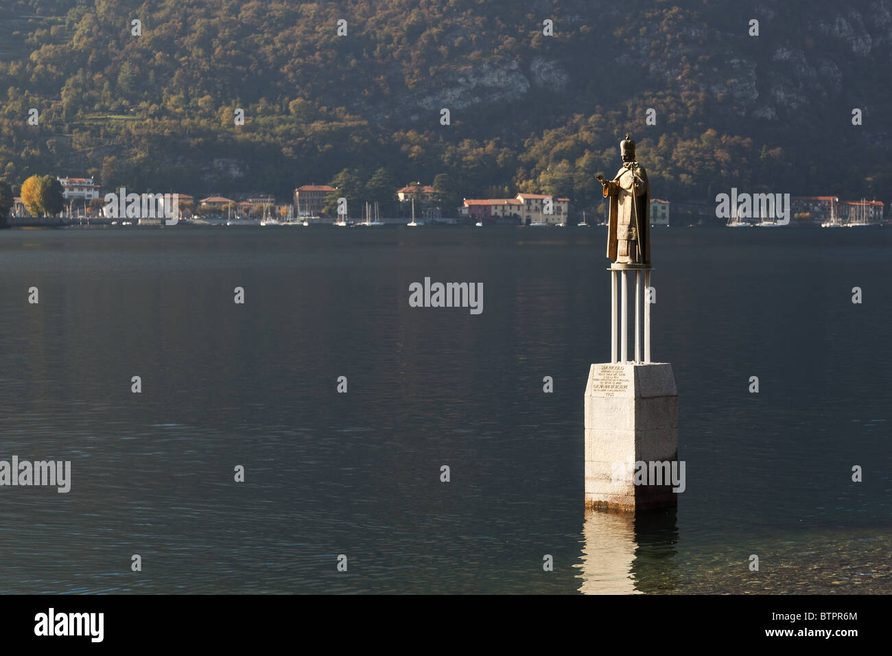 Statue of San Nicolo in Lake Como at Lecco Italy Stock Photo - Alamy