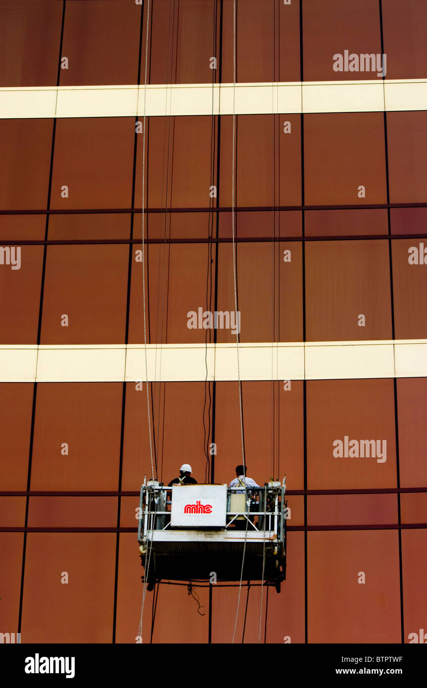 Asia, China, Macau, Window Cleaner Maintenance Stock Photo - Alamy