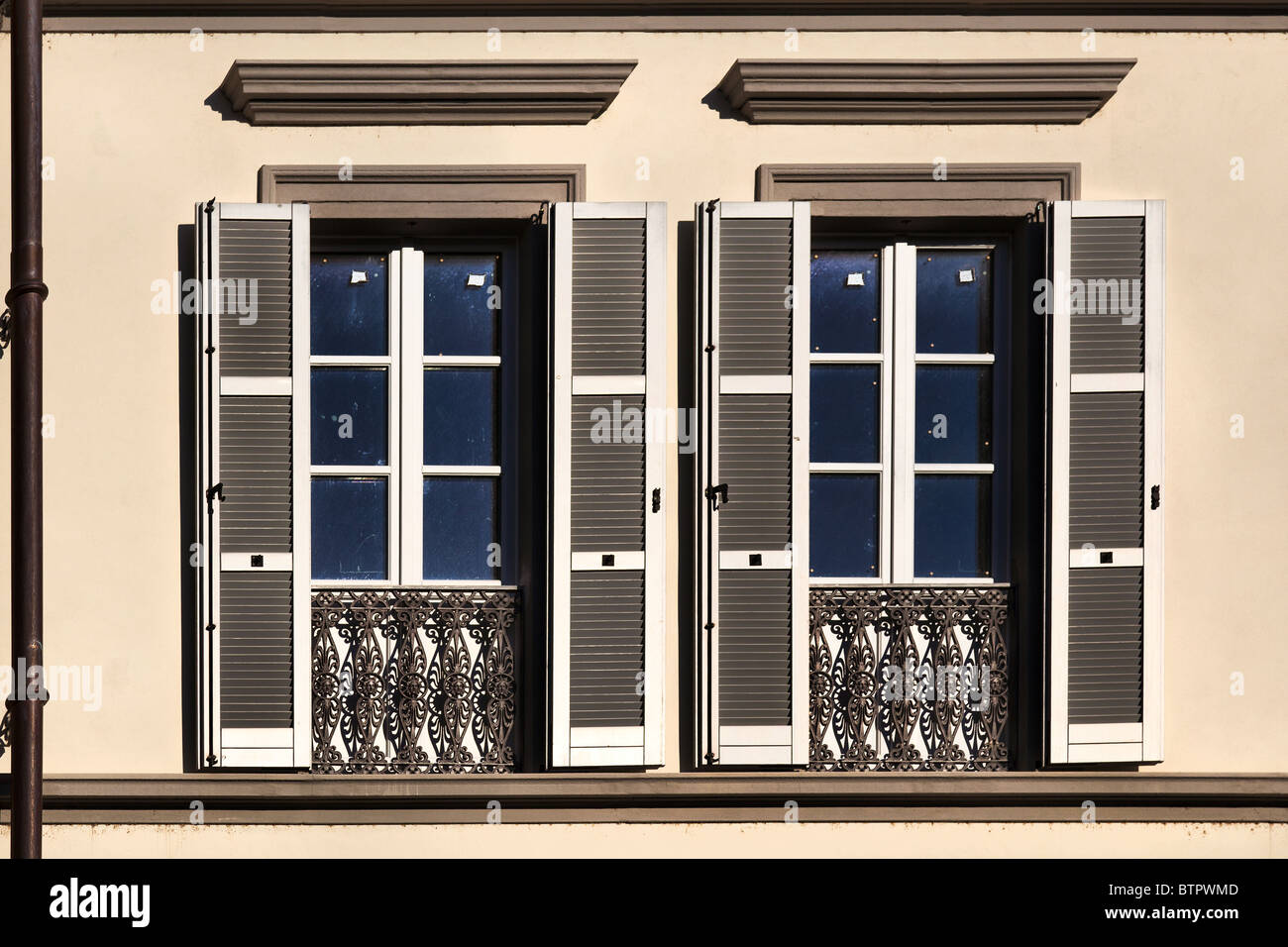 Shuttered windows balcony hi-res stock photography and images - Alamy