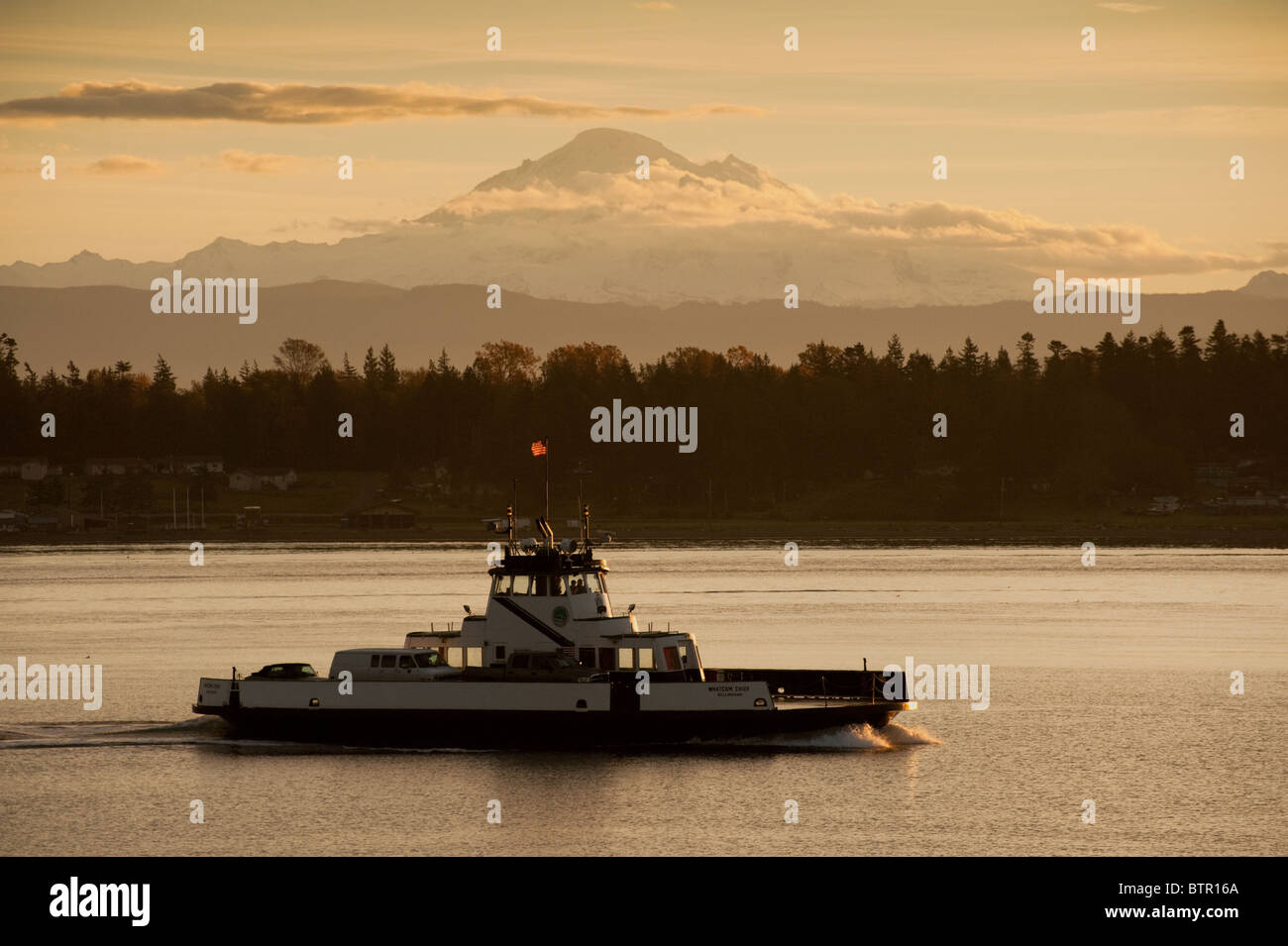 The Lummi Island ferry, "Whatcom Chief", makes it's way across Hales ...