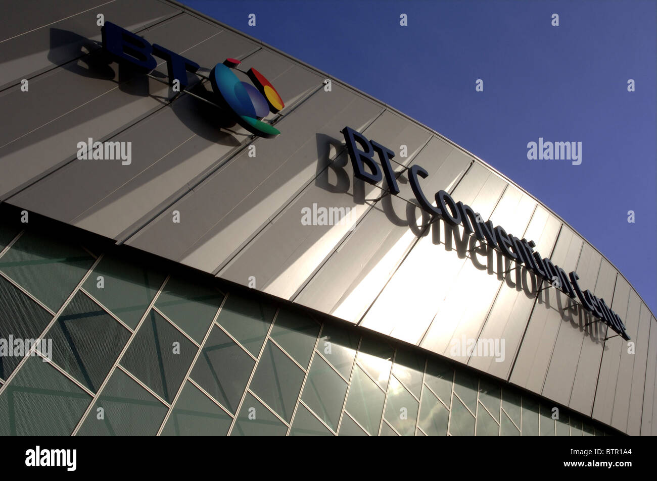 The main name on the side of the BT Convention Centre in Liverpool ...