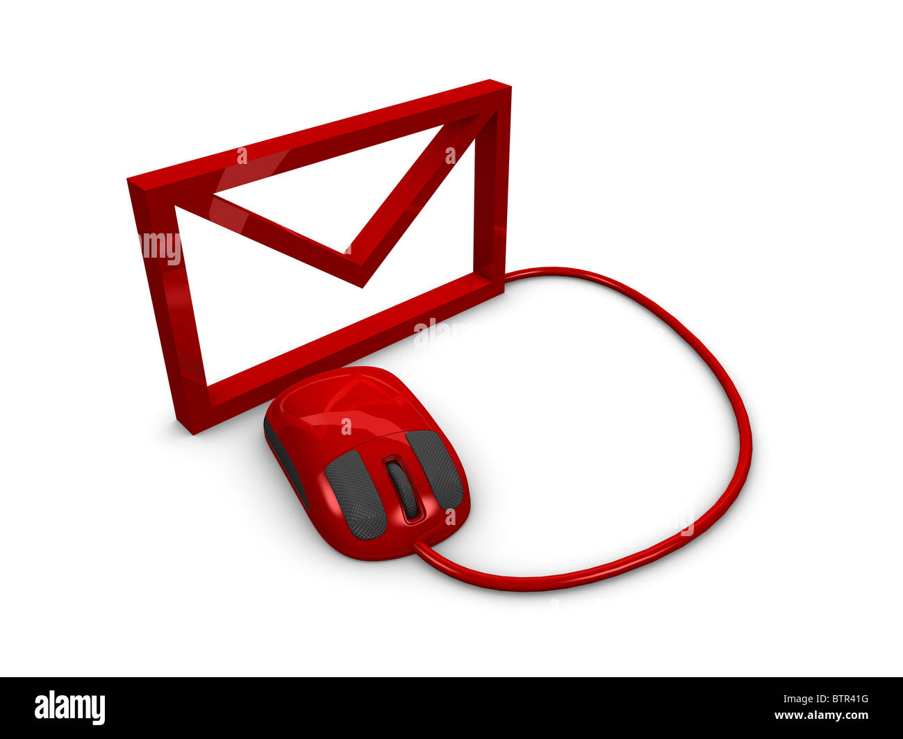 3D rendering, graphic concept email with computer mouse, isolated over ...