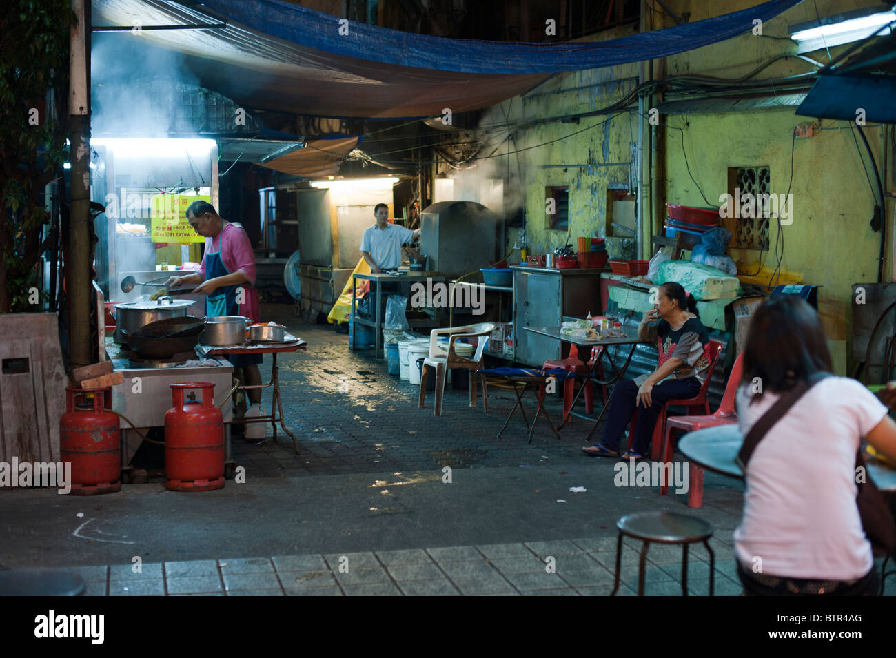Interior of a street restaurant in Kuala Lumpur Malaysia showing ...
