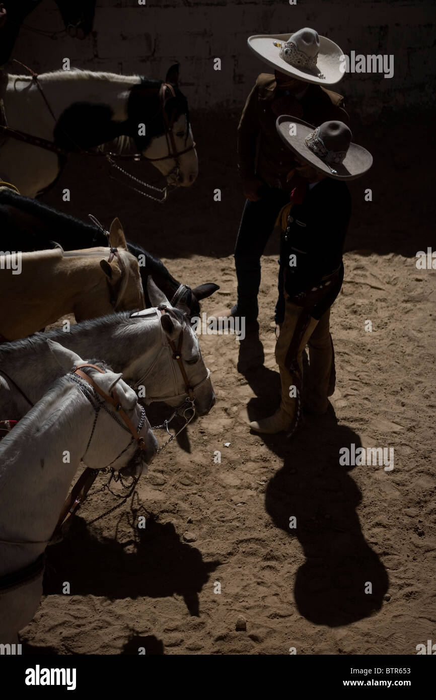 Mexican charros visit at the National Charro Championship in Pachuca ...