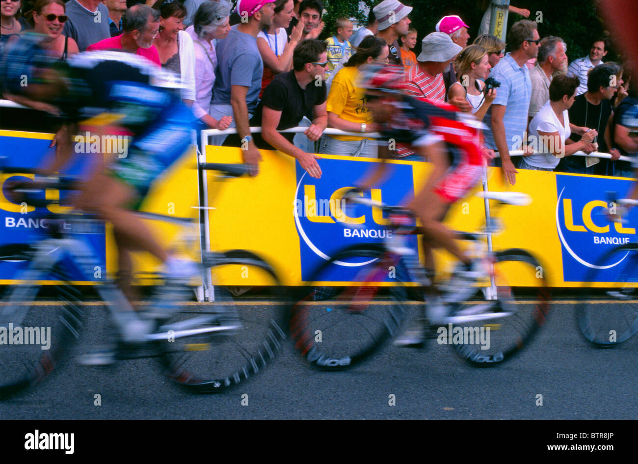 Riders sprint for the finish line at a stage of the Tour de France at ...