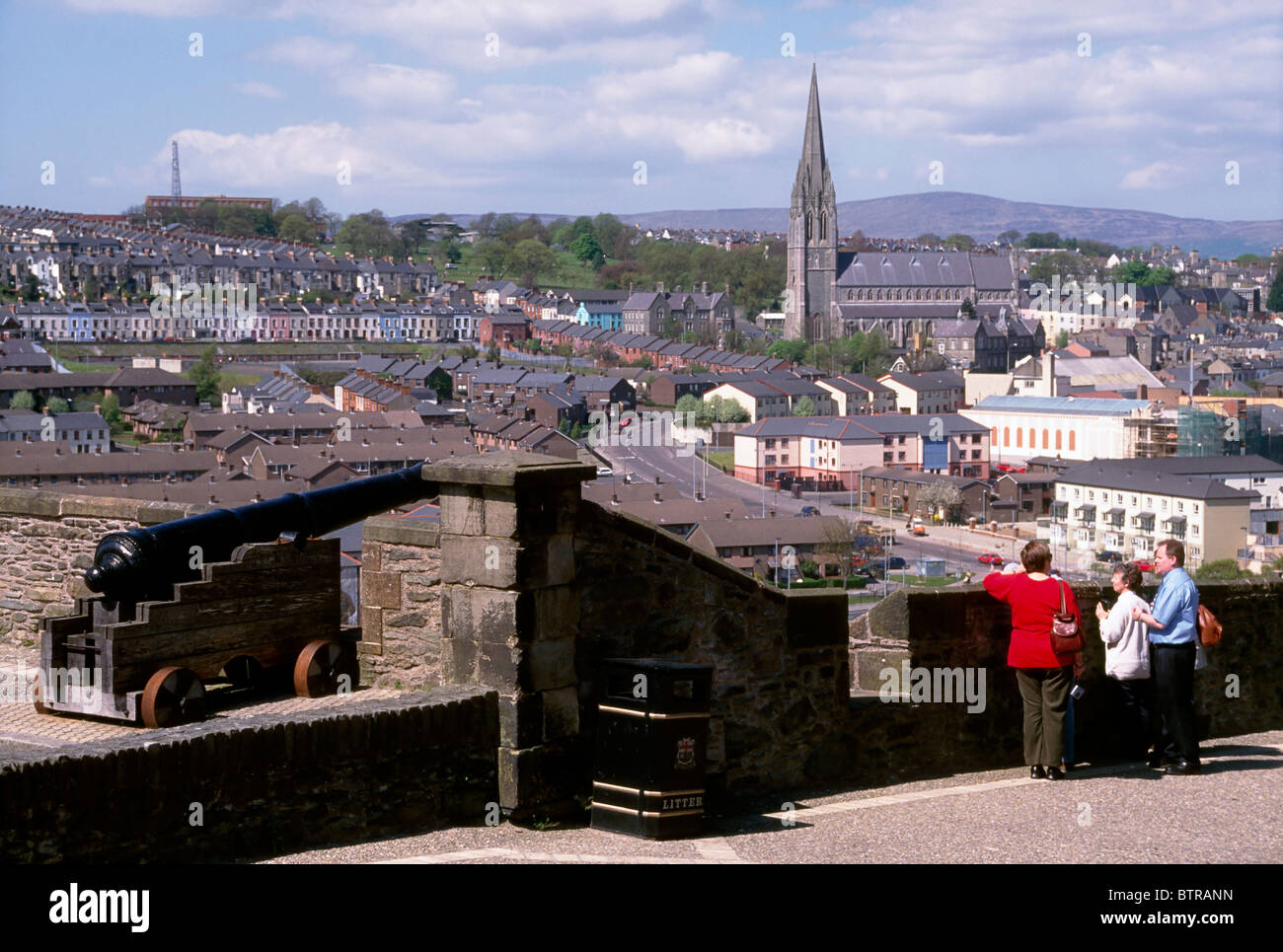Derry, Co Derry, Ireland; People Walking Around The City Walls Stock ...