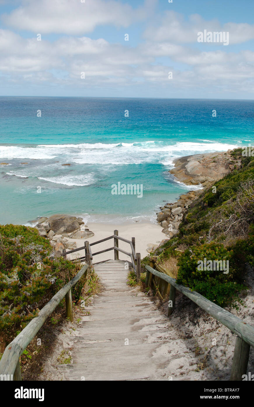 Australia, Torndirrup National Park, Steps going down at beach Stock ...