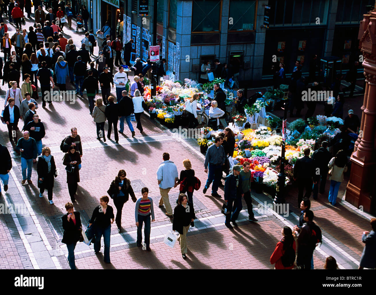 Grafton Street, Dublin, Co Dublin, Ireland; Crowds Walking Down A Busy ...
