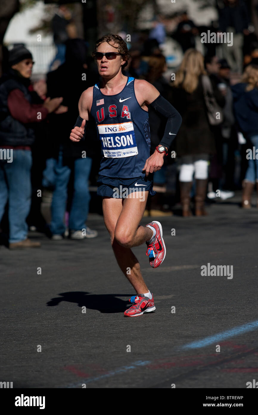 Tim Nelson of the United States making his marathon debut in the 2010 ...