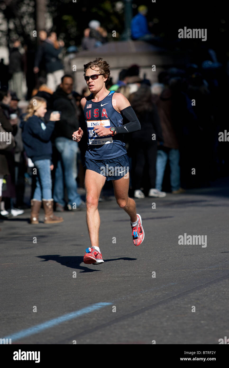 Tim Nelson of the United States making his marathon debut in the 2010 ...