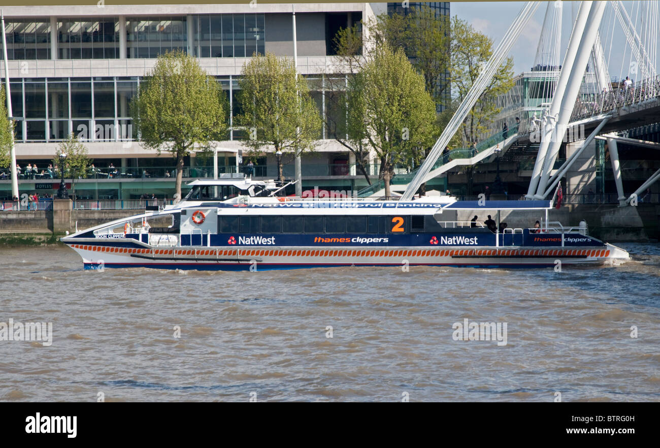 Thames Clipper Catamaran "Moon Clipper", passing the Royal Festival ...