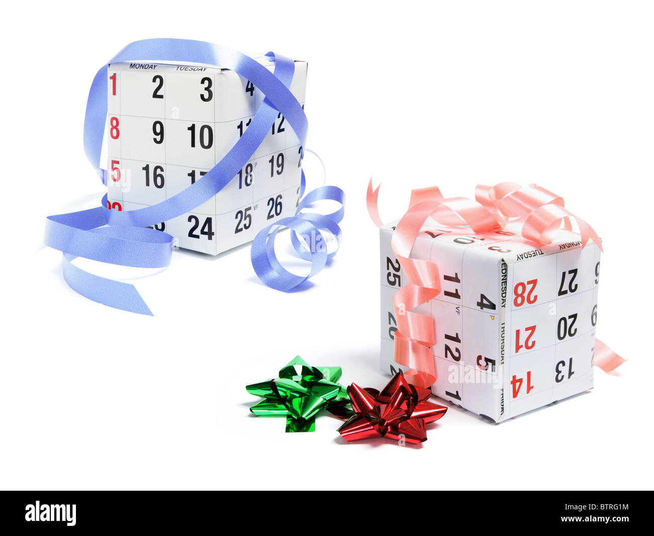 Gift boxes wrapped white Cut Out Stock Images & Pictures - Alamy