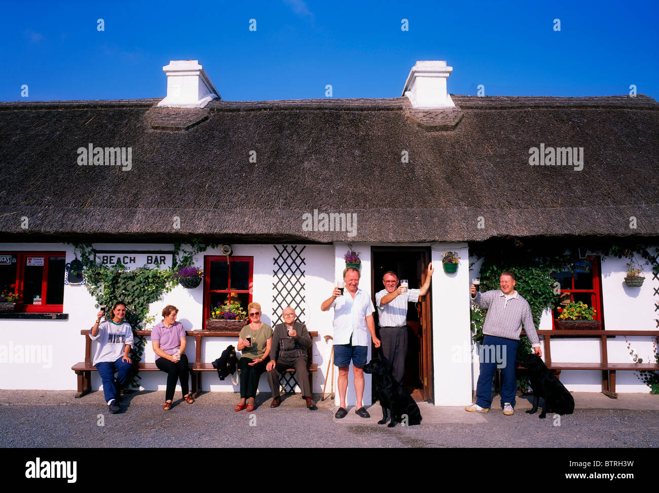 Beach Bar, Templeboy, Co Sligo, Ireland; People In Front Of A Bar Stock ...