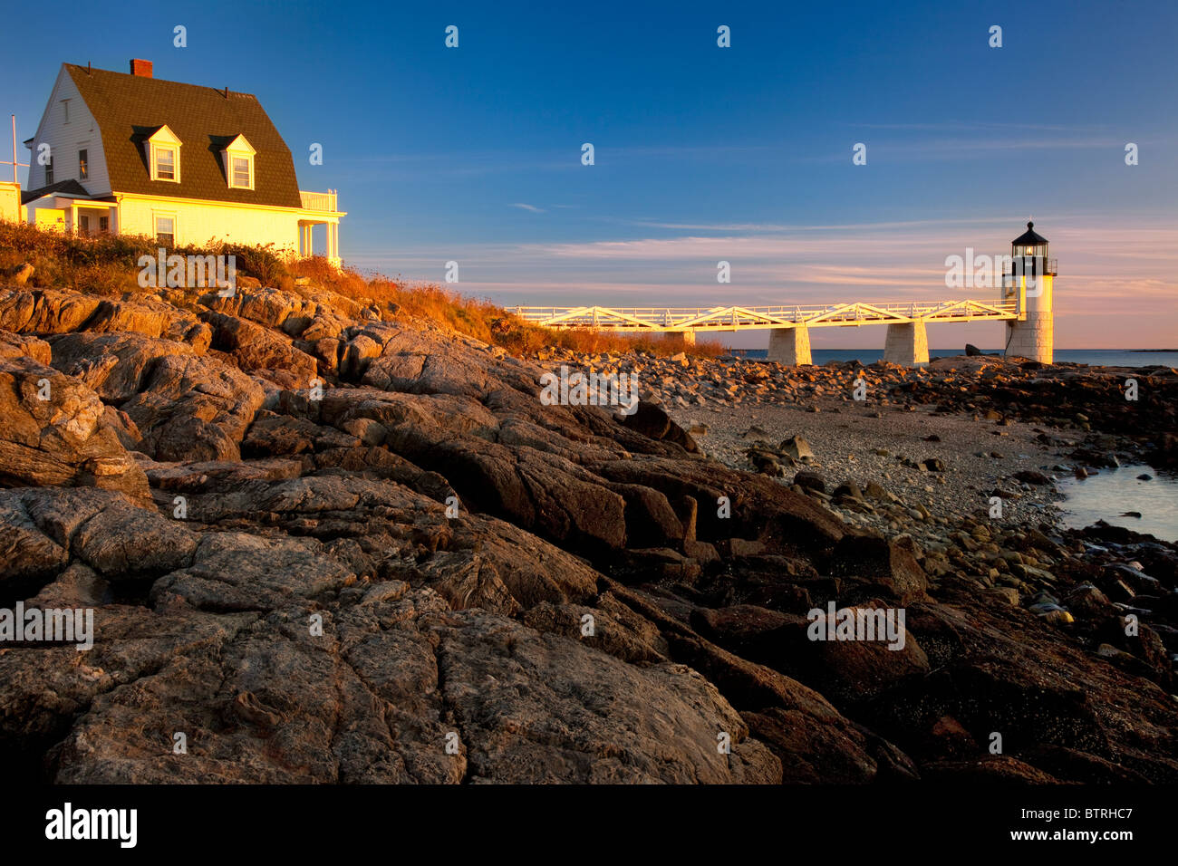 Sunset at Marshall Point Lighthouse - built 1832, near Port Clyde Maine ...