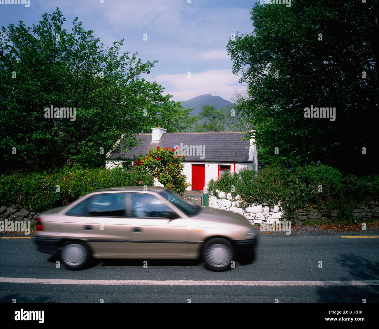Leenane, Co Galway, Ireland; Car In Front Of A Cottage Stock Photo - Alamy