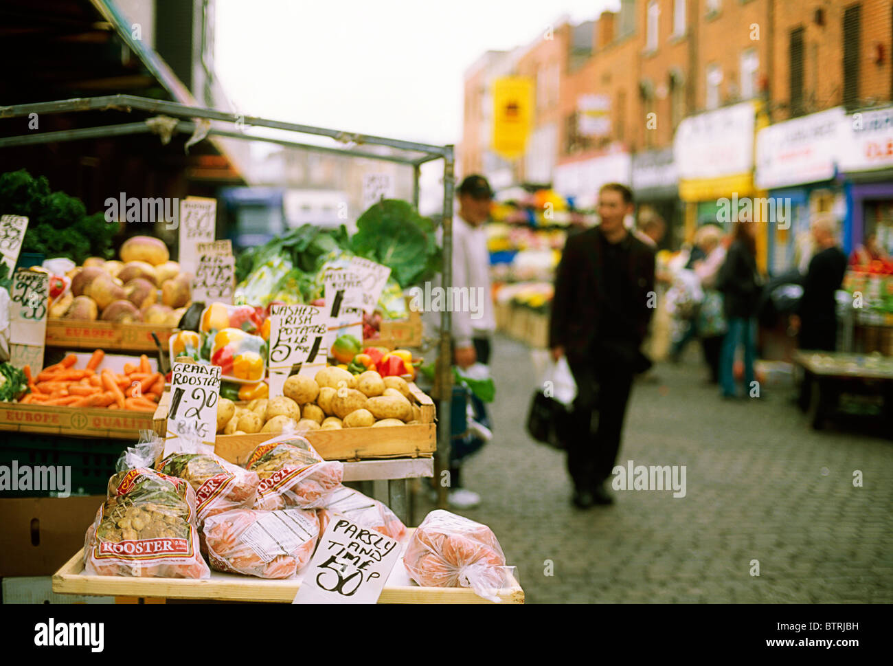Moore Street Market, Dublin, Co Dublin, Ireland; People At A Market ...