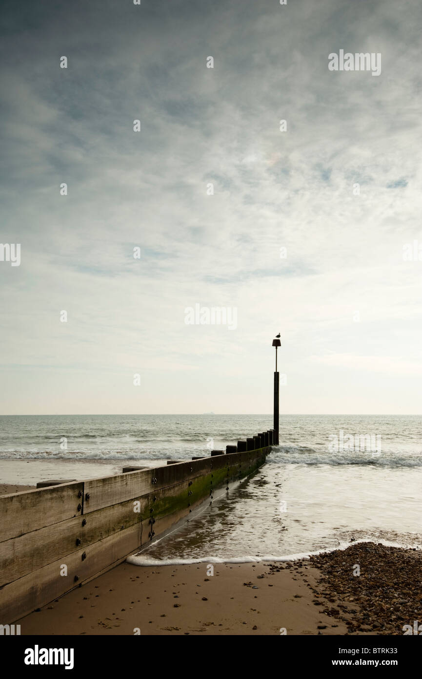 Wooden groyne on Bournemouth beach in Dorset, United Kingdom Stock ...