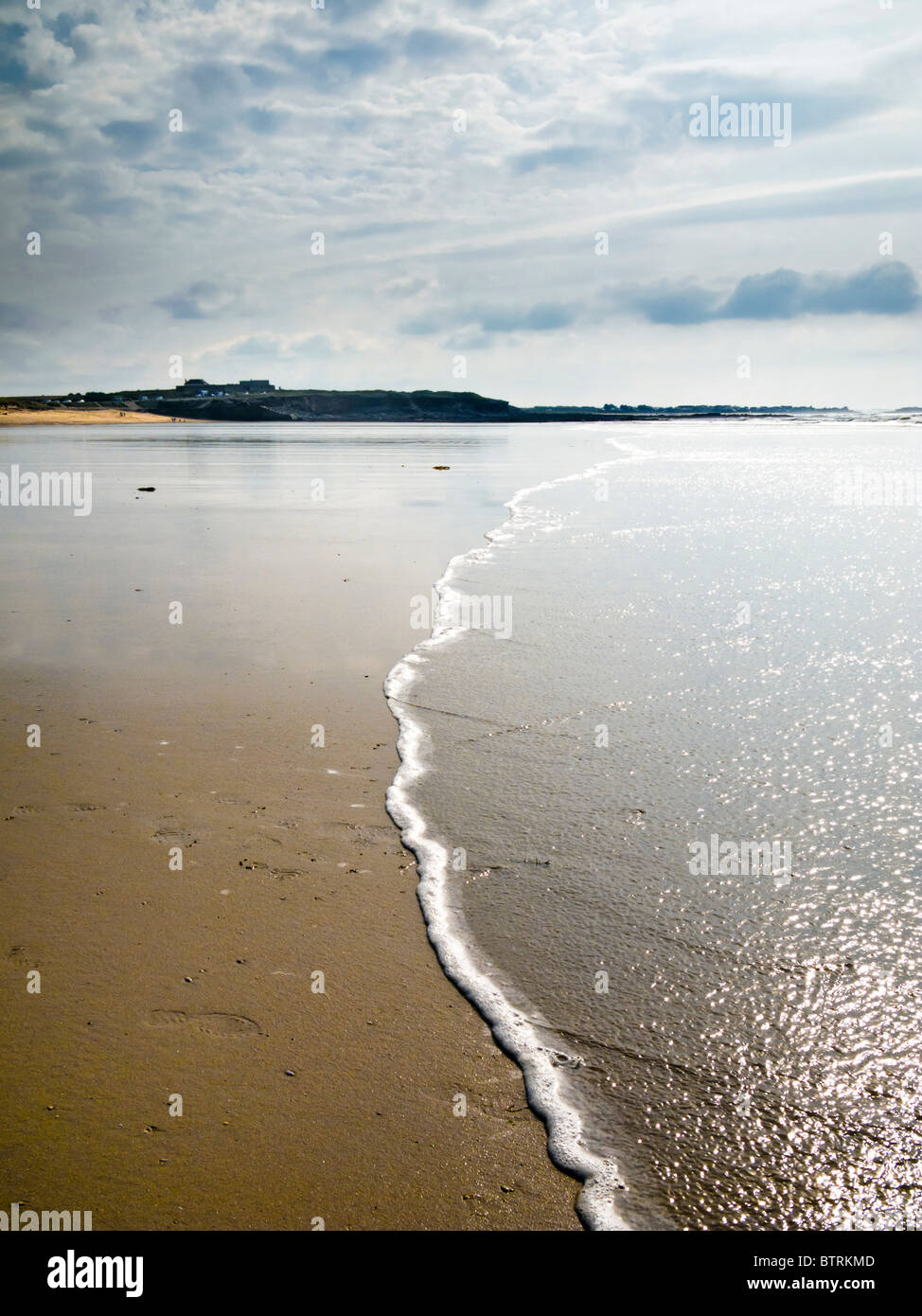 The empty deserted beach at Guidel Plages, Morbihan, Brittany, France ...