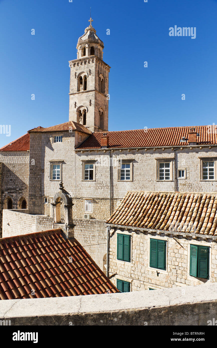View of Stone Church Tower and Stone Buildings From Old City Walls in ...