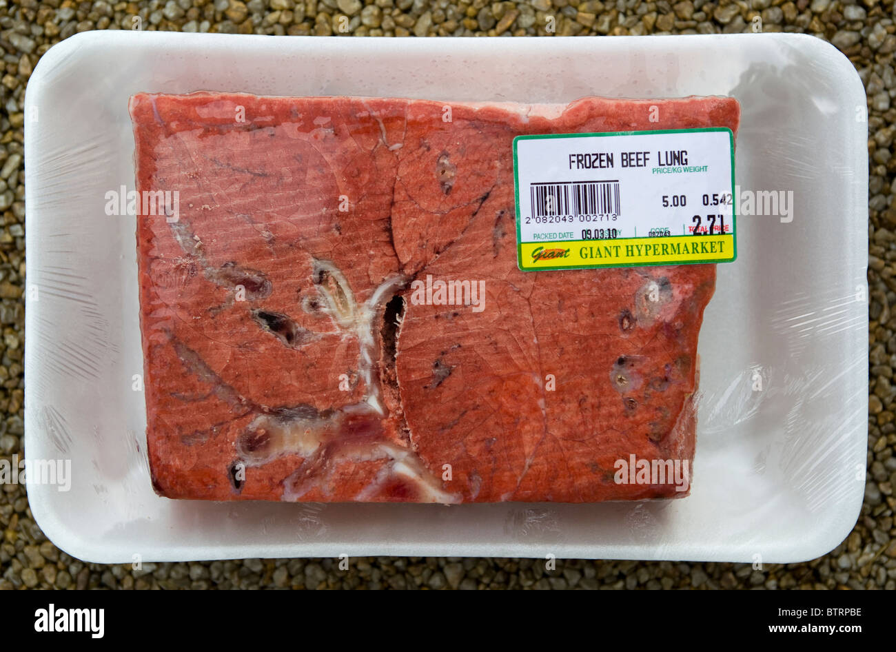 Packaged Frozen Beef Lung from supermarket in Singapore Stock Photo - Alamy