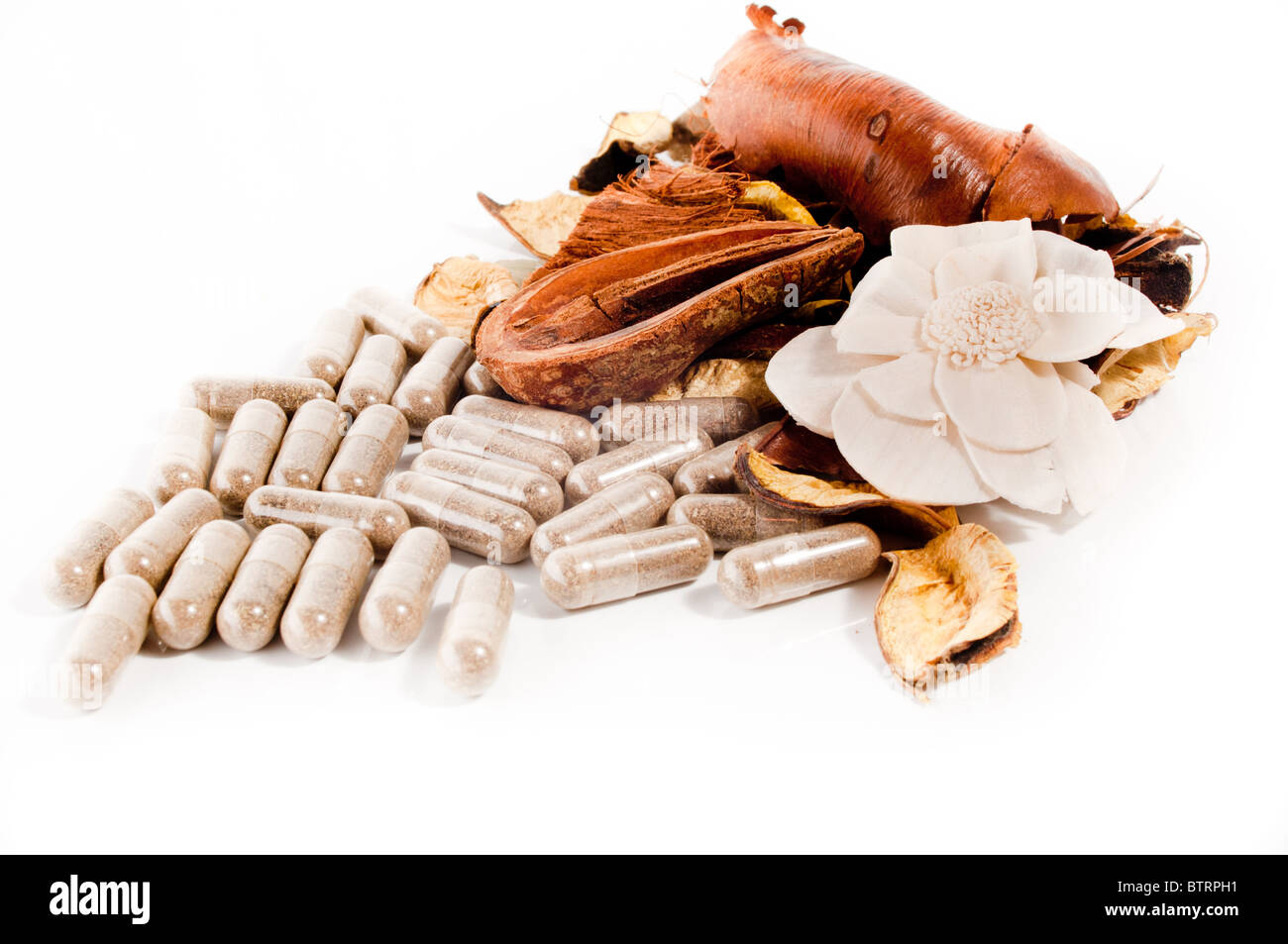 Herbal Tablets and herbs Stock Photo - Alamy