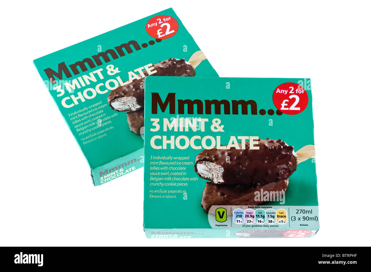 Two boxes of 3 individually wrapped mint chocolate covered ice cream ...