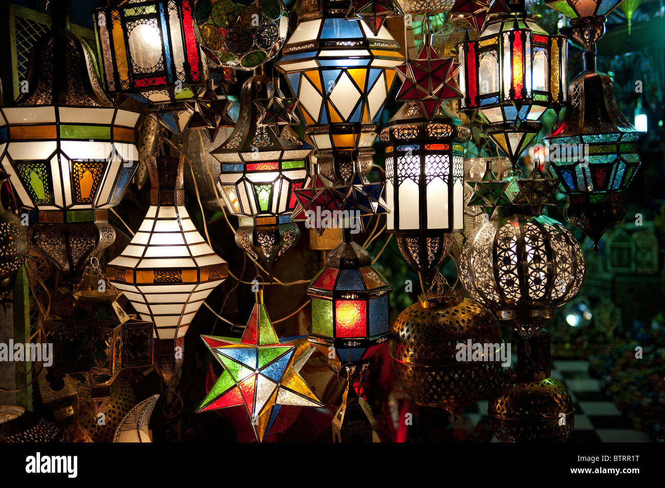 Lanterns and Lights Medina Souk Marrakech Morocco North Africa Stock ...