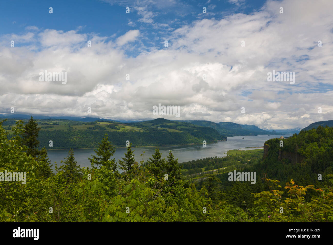 Overall view from above on the historic Columbia River Highway of the ...