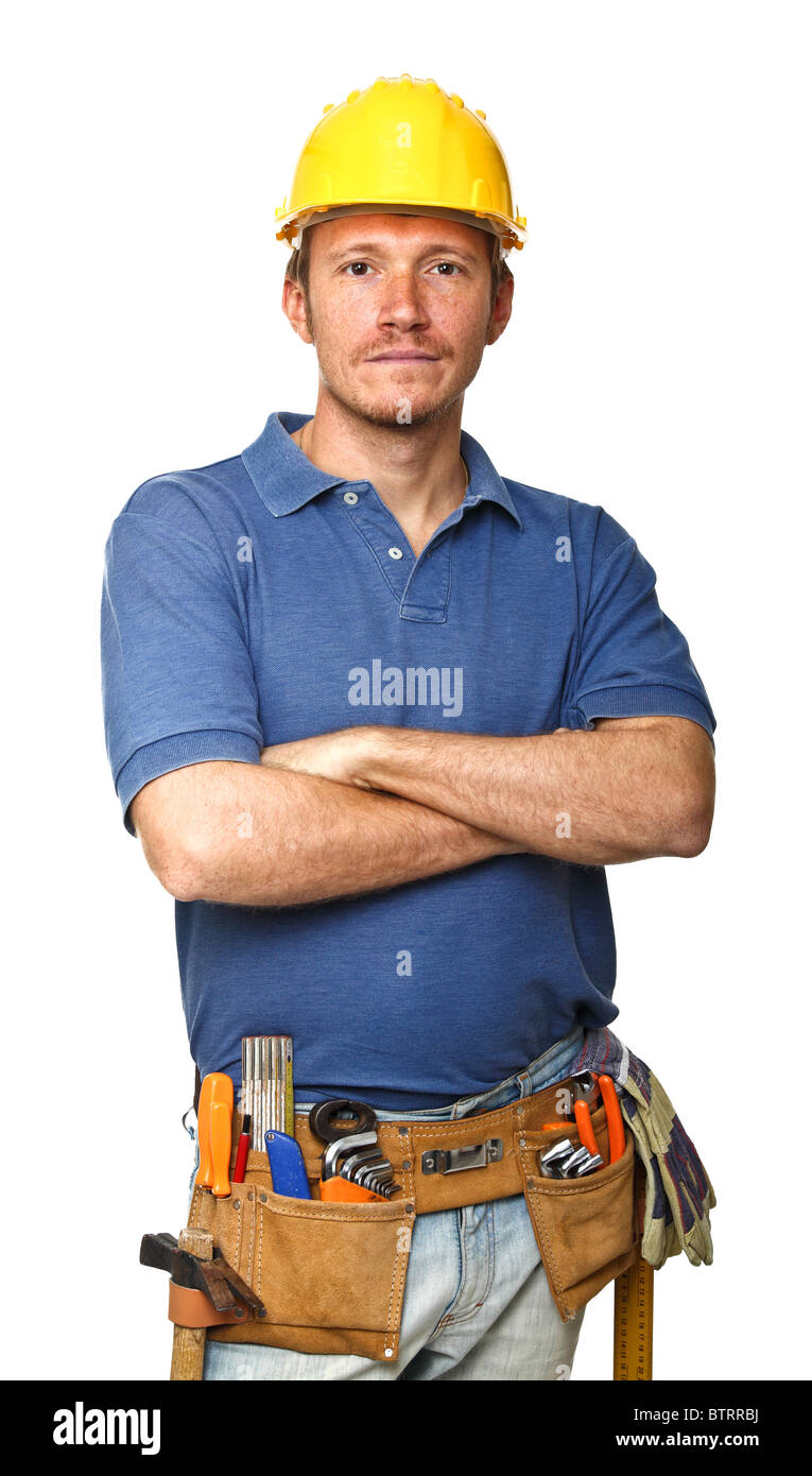 confident handyman portrait isolated on white background Stock Photo ...