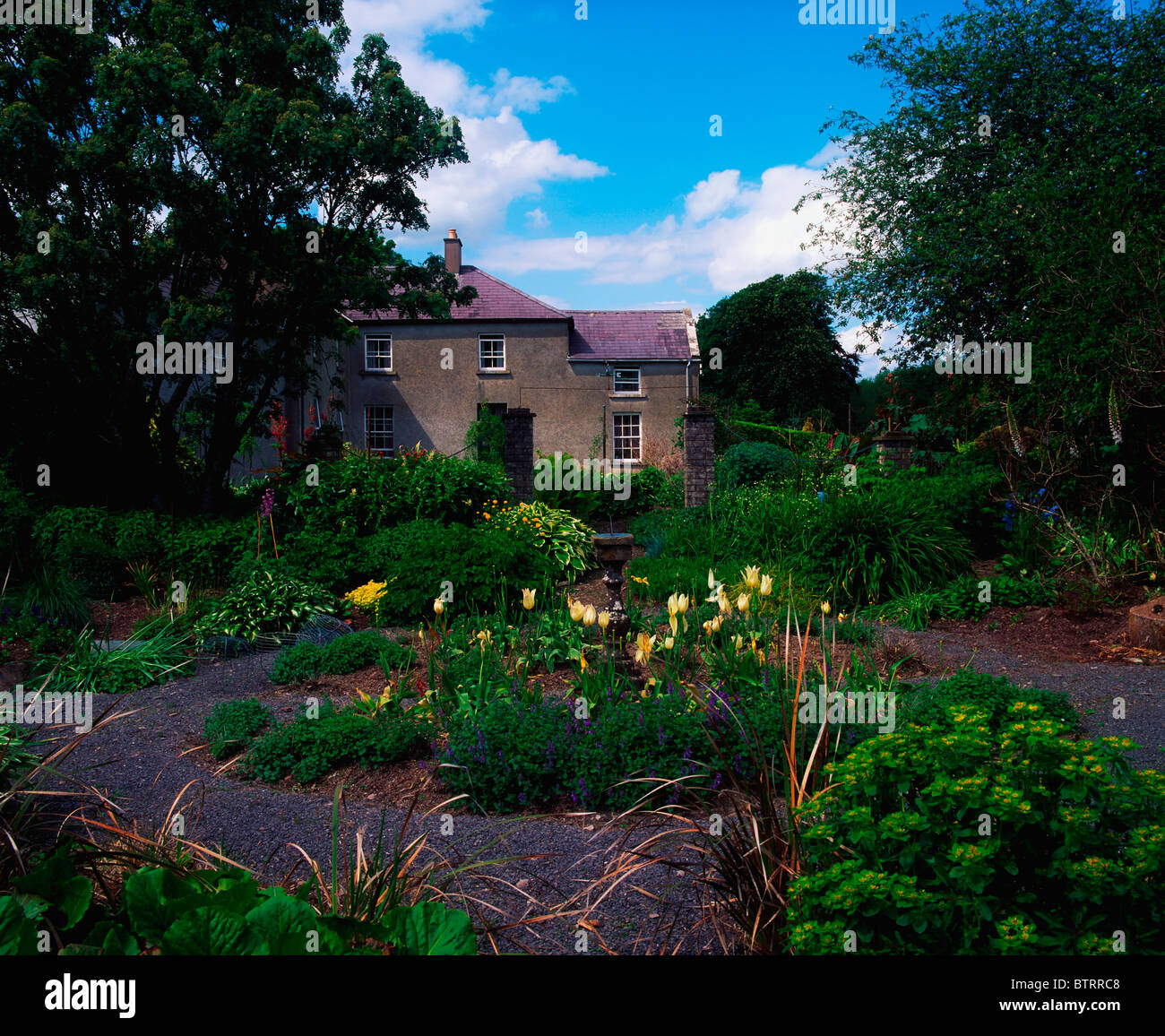 Drumadravey House, Co Fermanagh, Ireland; Sundial And Tulips Stock ...
