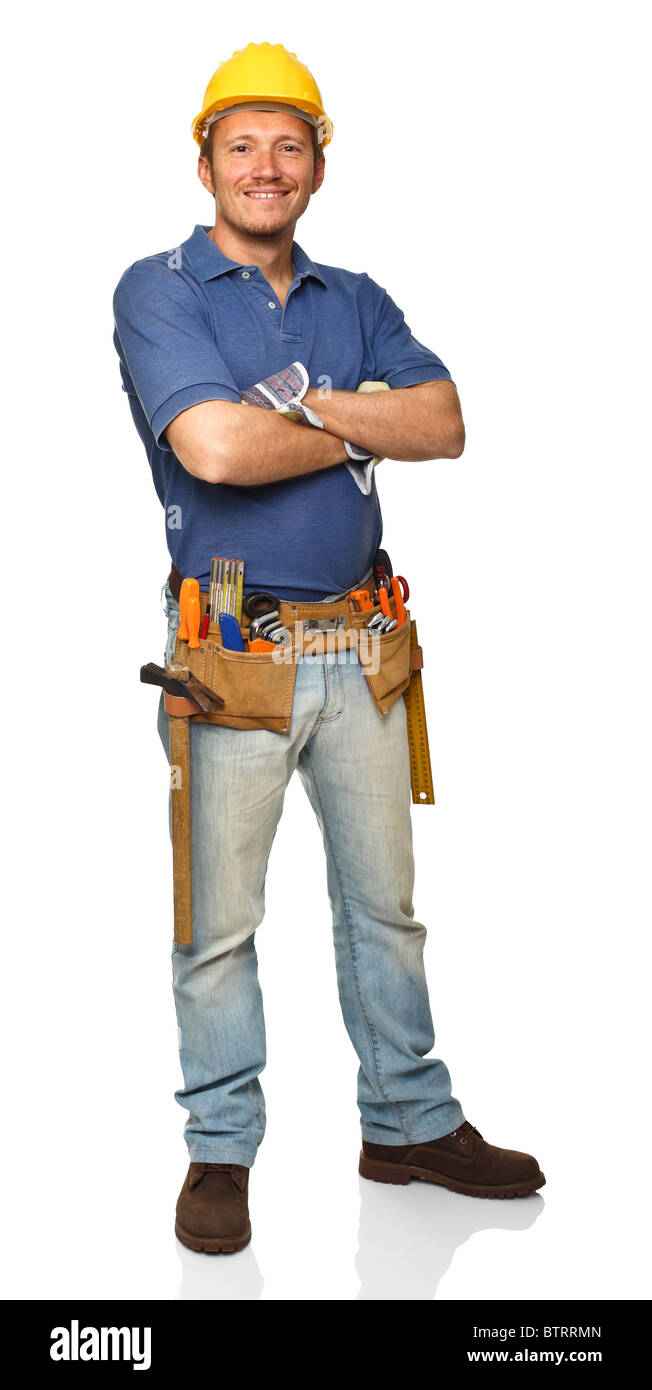 confident handyman portrait isolated on white background Stock Photo ...