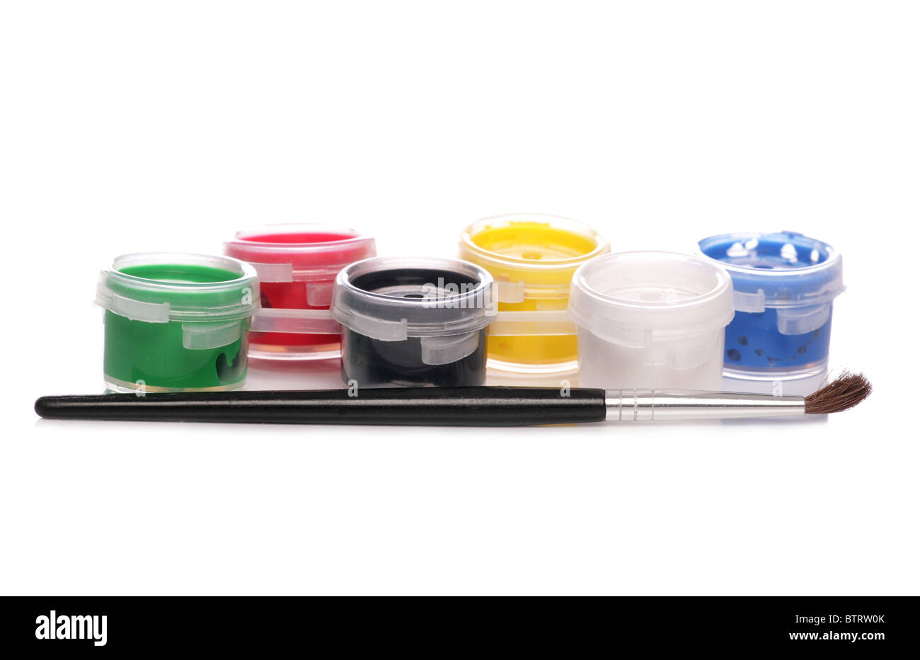 Paints and paint brush studio cutout Stock Photo - Alamy