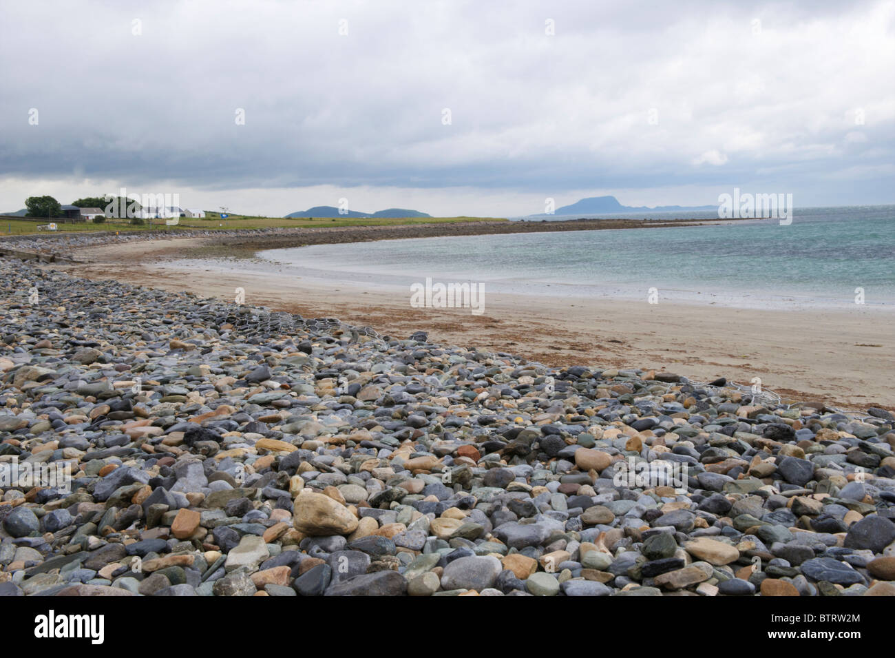 Storm clouds over Bertra beach with a view of Clare Island in the ...