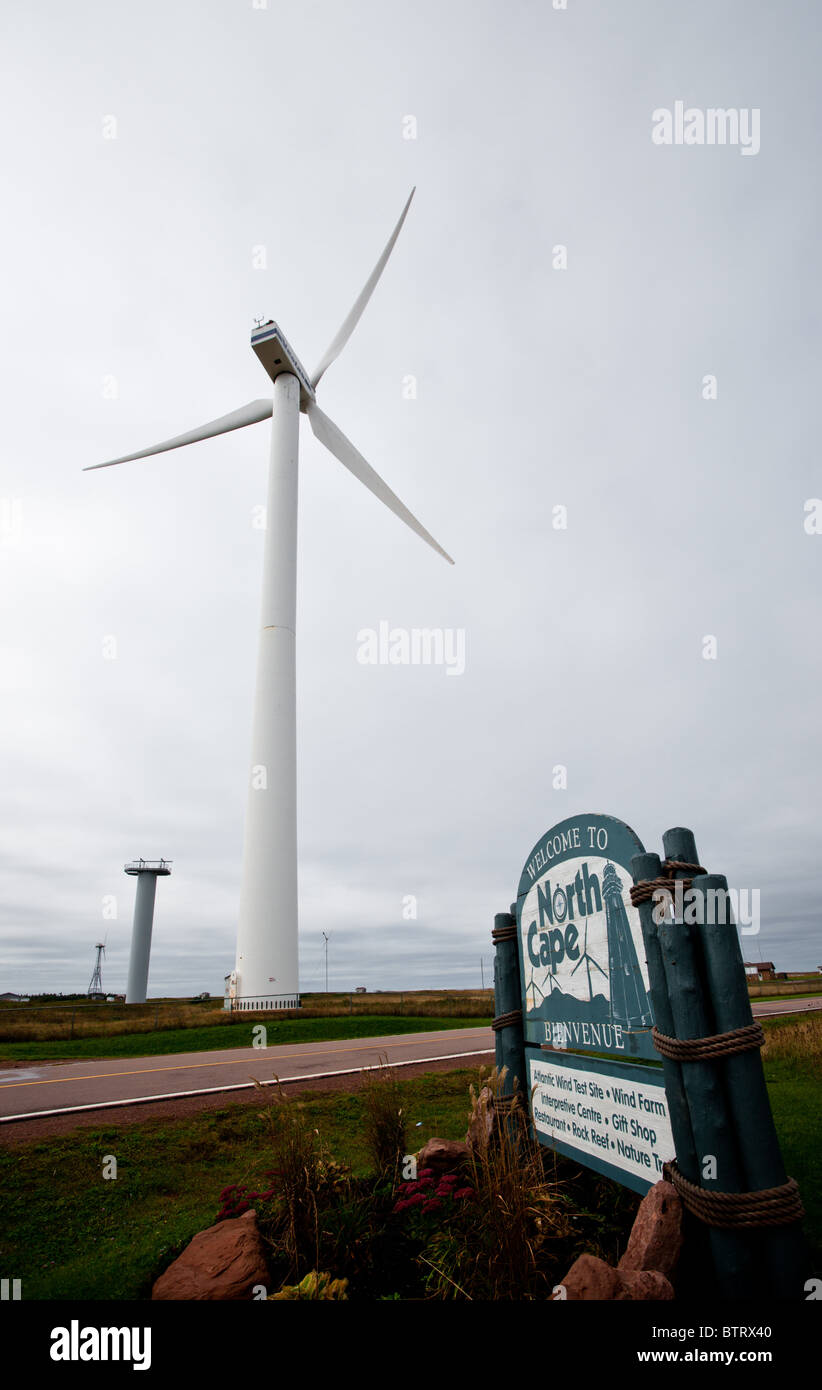 Windmills at a wind farm at North Cape, Prince Edward Island Stock ...