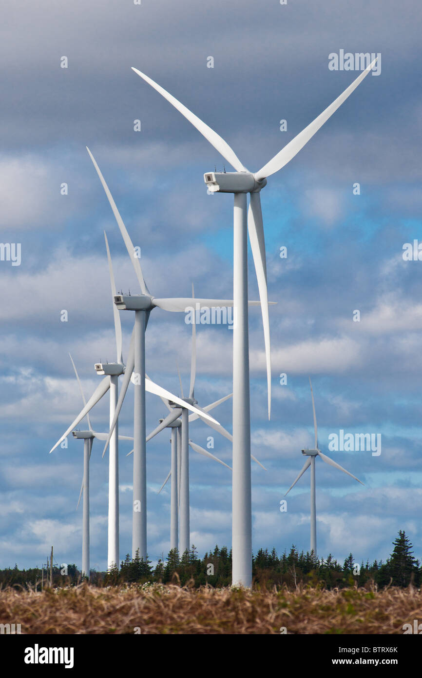 Windmills at a wind farm at East Point, Prince Edward Island Stock ...