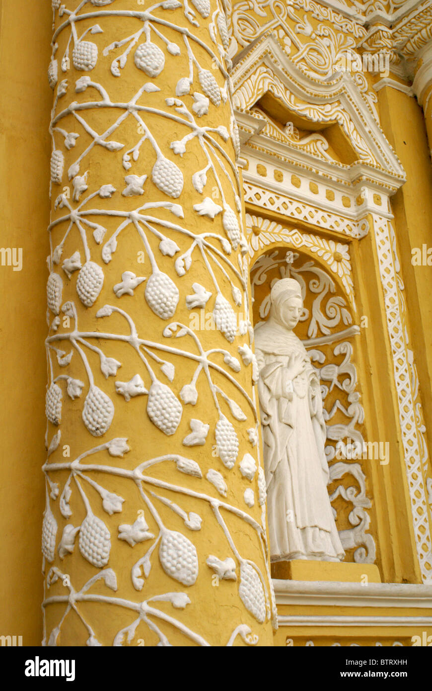 Detail of ataurique baroque facade of La Merced Church in Antigua ...