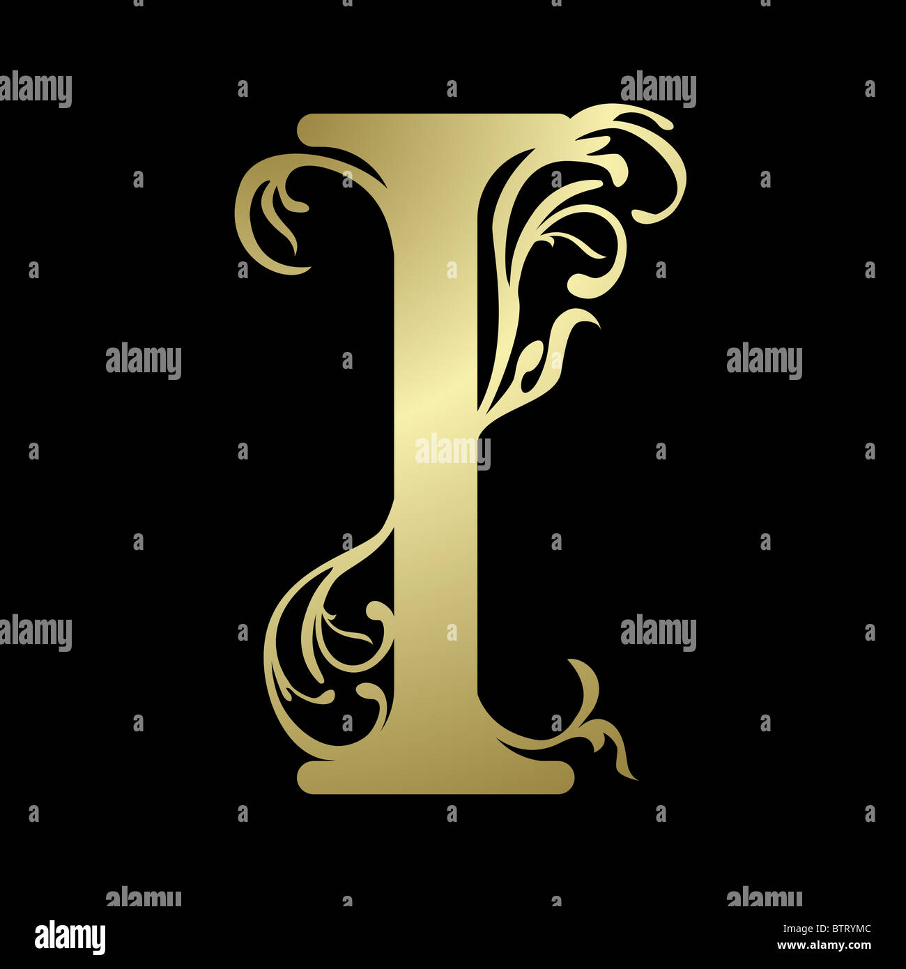 Alphabetic letter I, in gold Stock Photo - Alamy