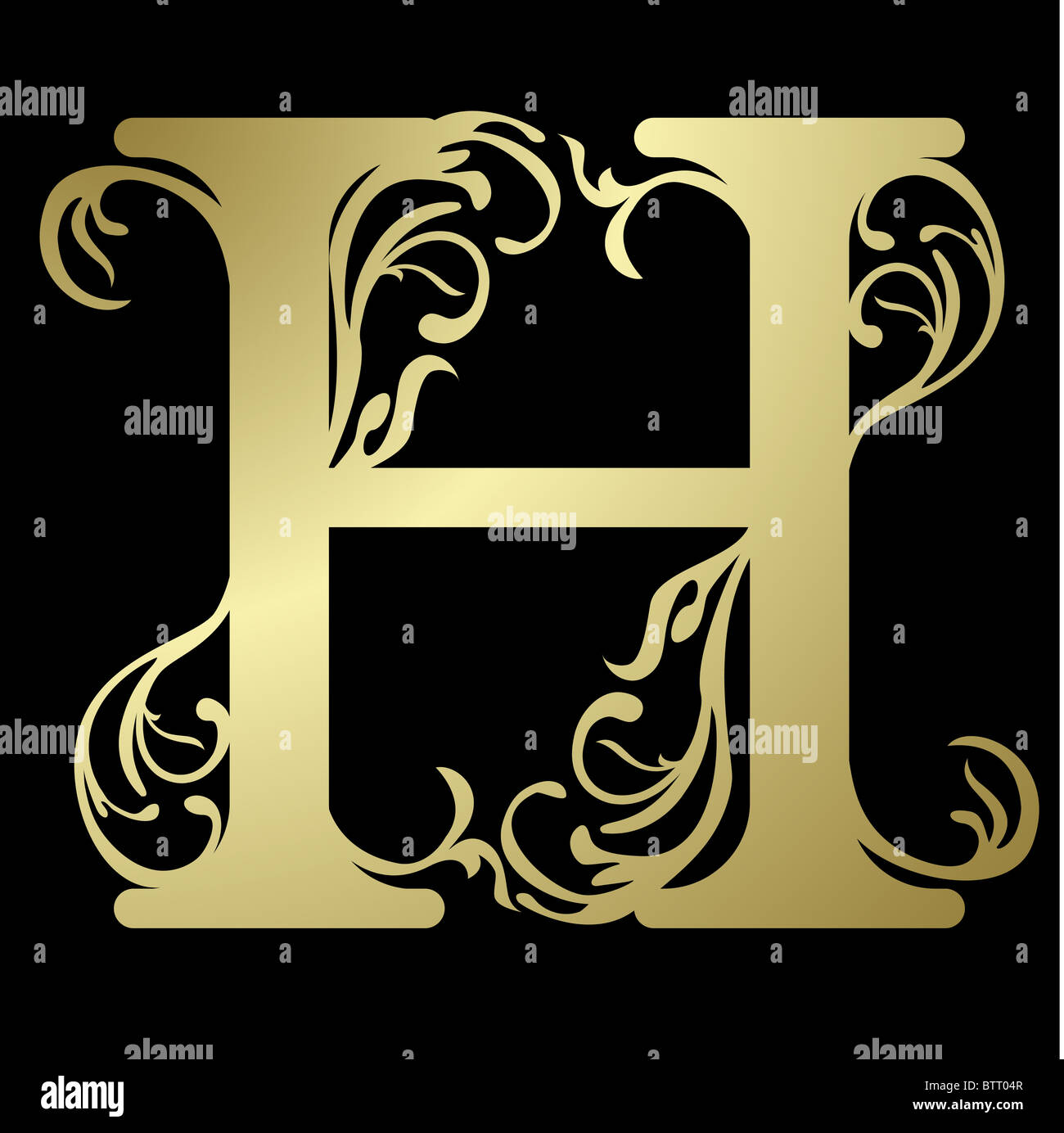 Alphabetic letter h, in gold Stock Photo - Alamy