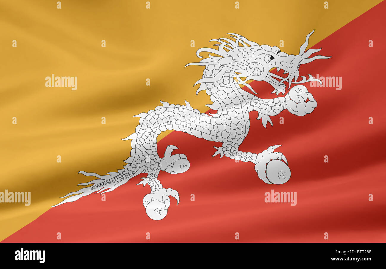 High resolution flag of Bhutan Stock Photo - Alamy
